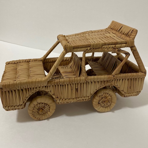 Vintage | Accents | Vintage Wickerrattan Jeepsafari Truck Hand Crafted ...